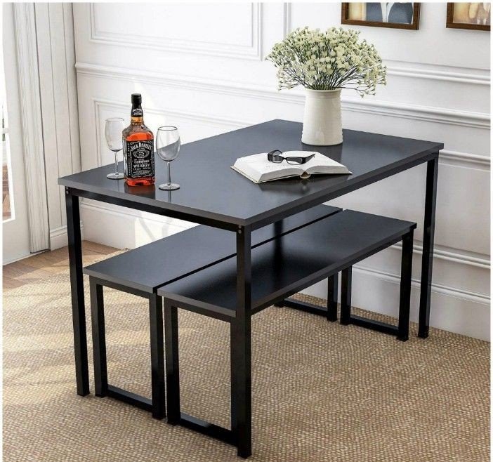 Café Tables with Bench – BLACK – Assorted Marketplace